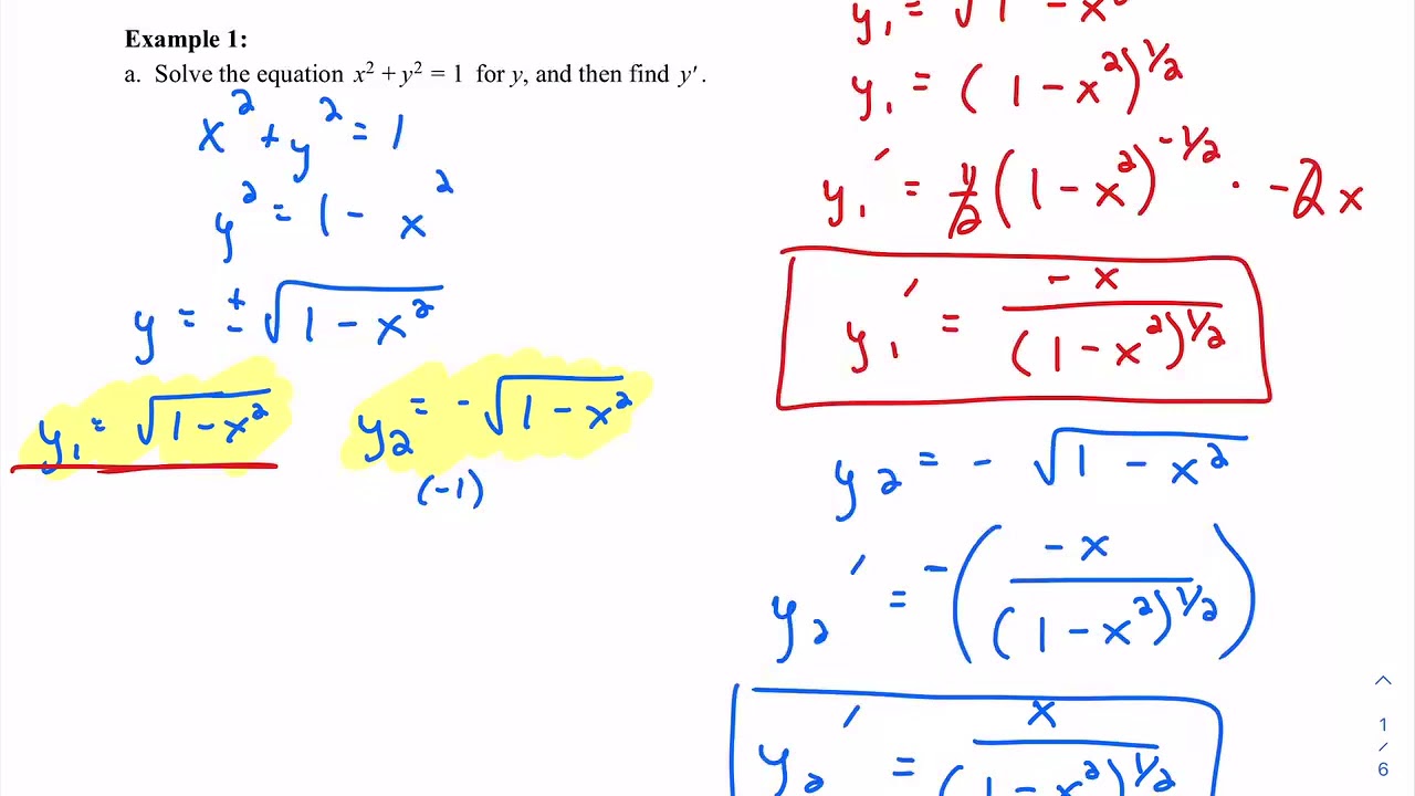 MTH150 3.8.1 implicit vs explicit differentiation - YouTube