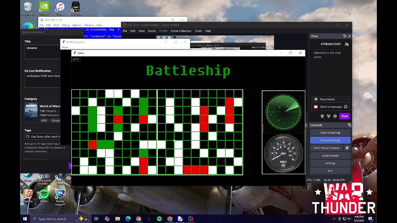 Battleship Game python demo Tkinter - YouTube
