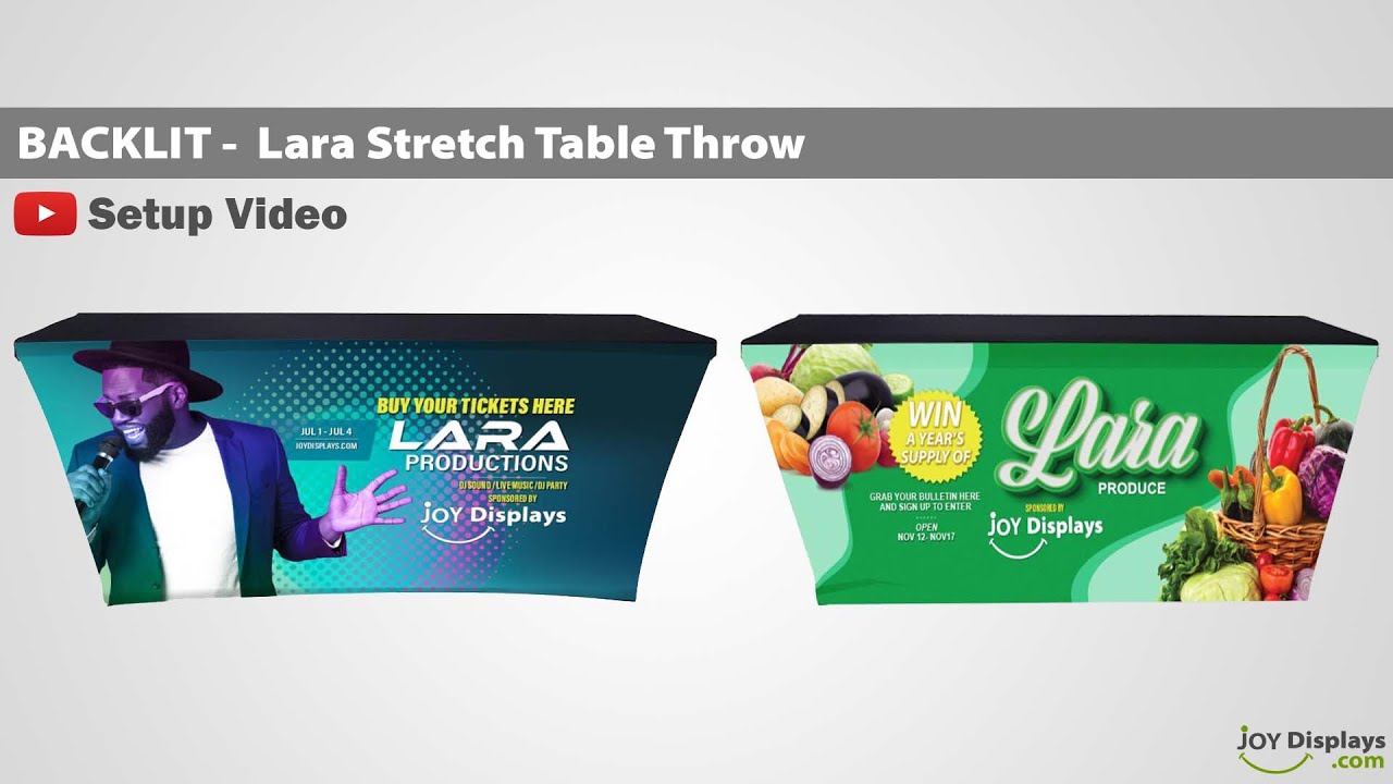 BACKLIT - 6 Ft. Lara Stretch Table Throw - Custom Graphic - Full Color ...