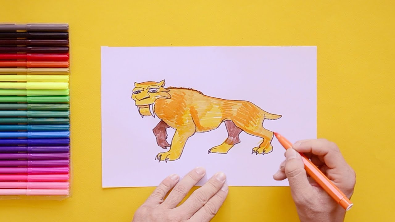 How to draw Diego from Ice Age Movie - YouTube