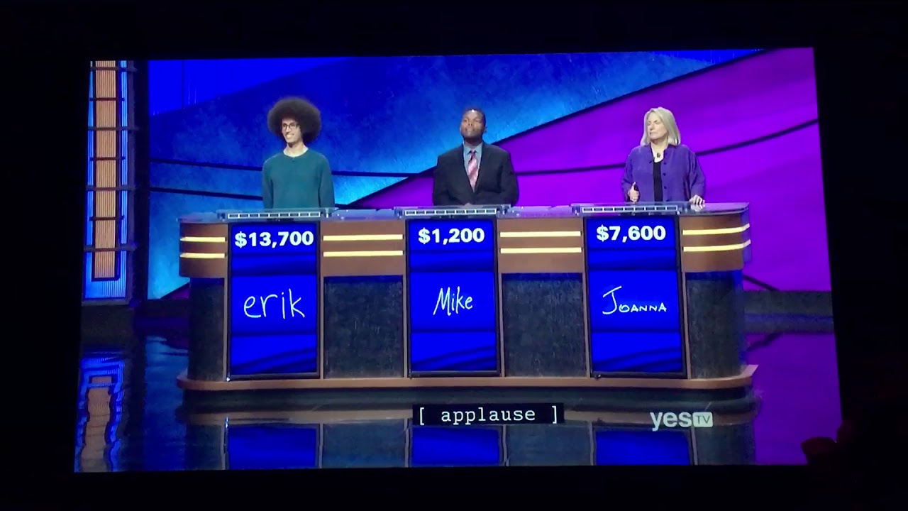 Jeopardy, LOW wager on Daily Double, (Erik vs. Mike vs. Joanna), (10/22 ...