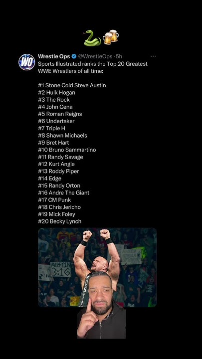 Steve Austin tops 20 greatest WWE wrestlers of all time list #wwe #316 ...