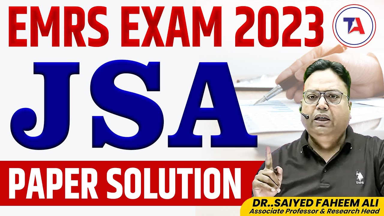 EMRS JSA 2023 PAPER SOLUTION | EMRS JSA Question Paper 2023 with Solution | EMRS JSA Cutoff 2023 ...