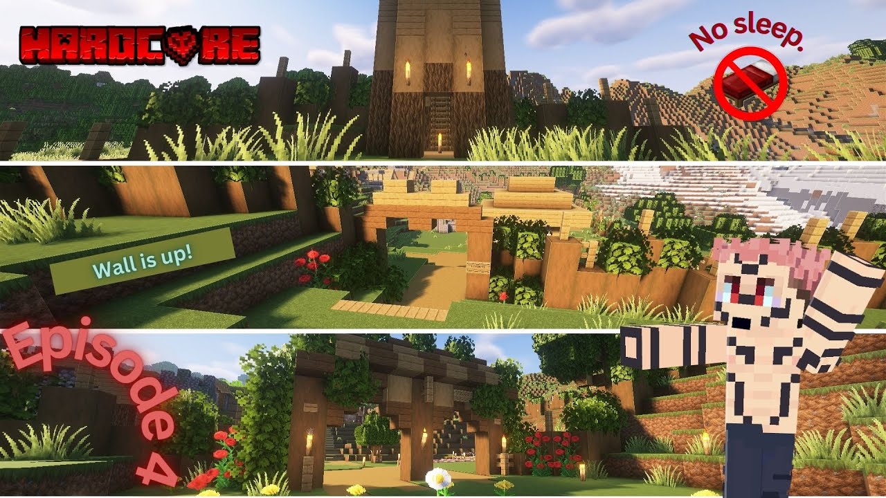 Wall is up! - Minecraft No Sleep Hardcore! - #4 - YouTube