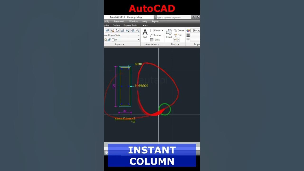 Lisp AutoCAD Instat Column #short - YouTube