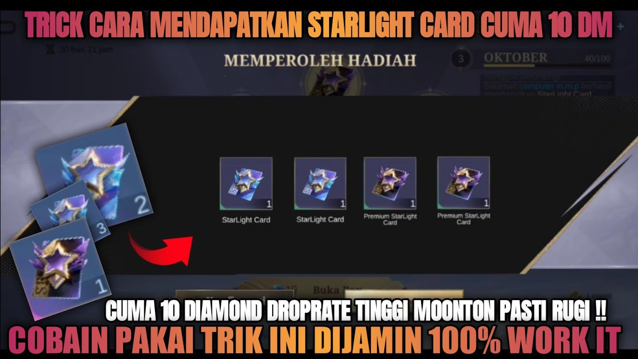 TRIIK 10DM!! CARA DAPAT STARLIGHT CARD ML MODAL 10 DIAMOND || EVENT ...