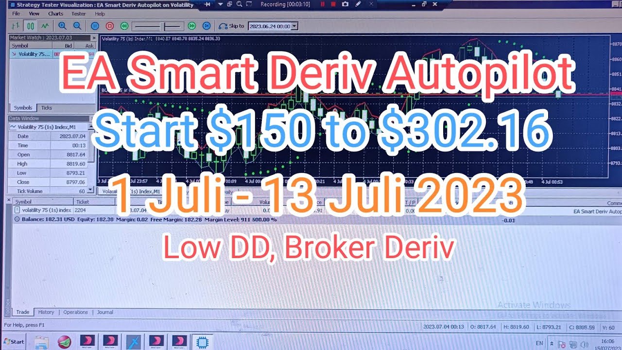 EA Smart Deriv Autopilot, Start $150 to $302.16 (1 Juli - 13 Juli 2023 ...
