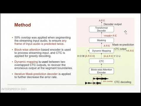 Interspeech2021-Streaming End-to-End ASR based on Block-wise Non-Autoregressive Models - YouTube
