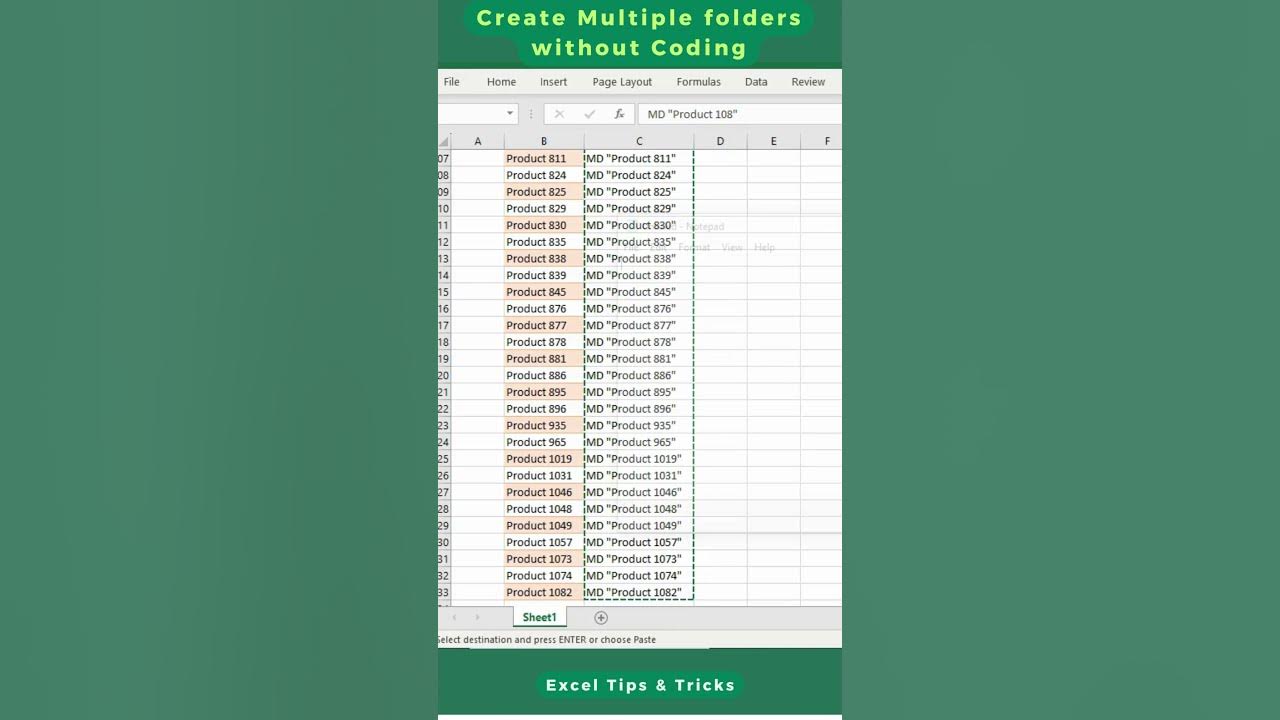 Automatically Create 1000 Folders From List In Excel In 30 Seconds Shorts Exceltips