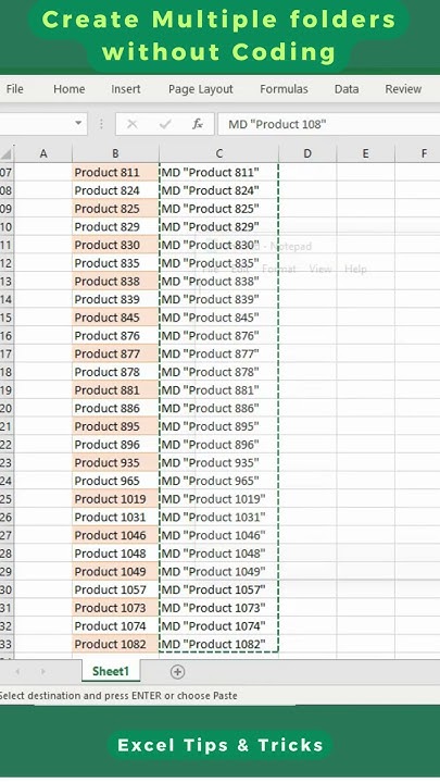 Automatically Create 1000 Folders From List In Excel In 30 Seconds Shorts Exceltips