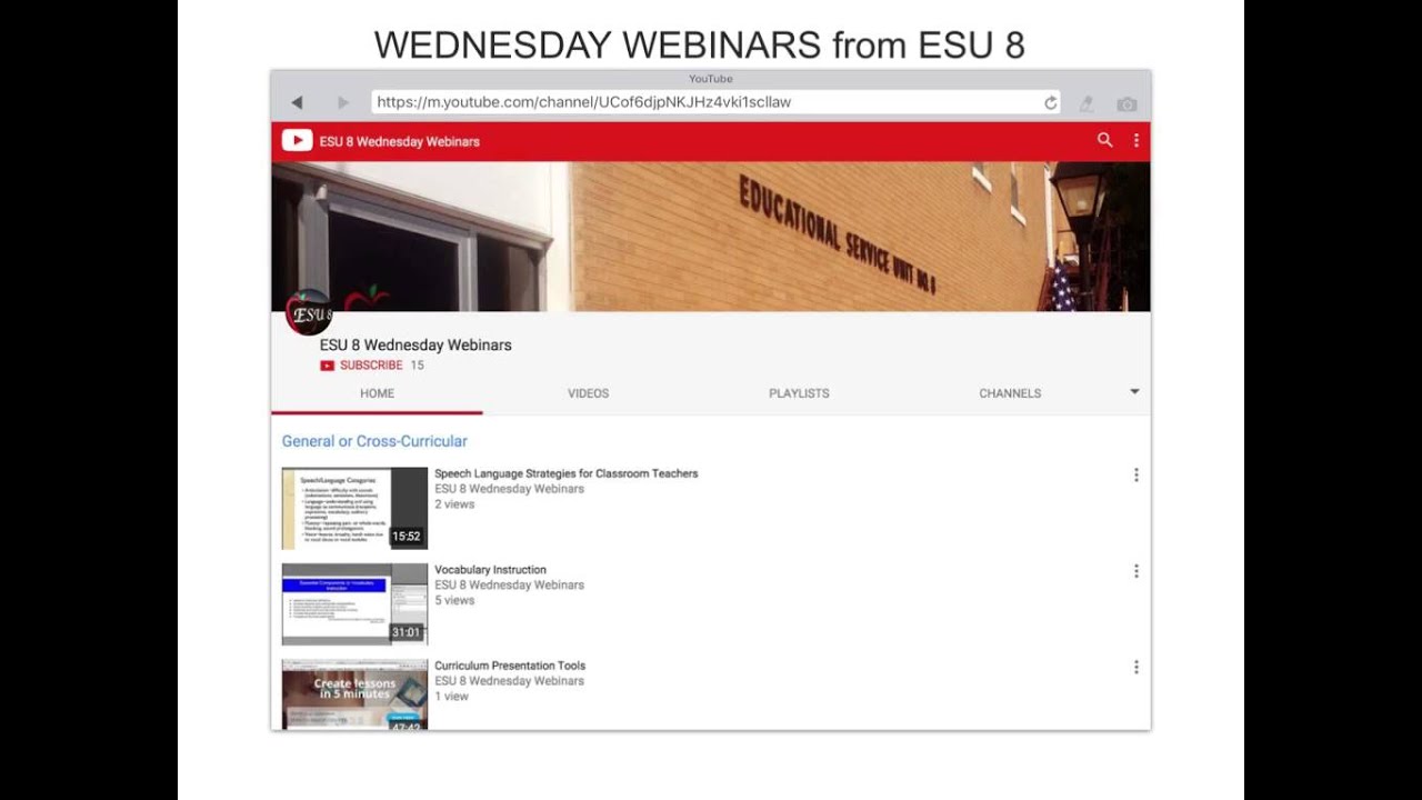 ESU 8 WEDNESDAY WEBINAR CHANNEL - YouTube