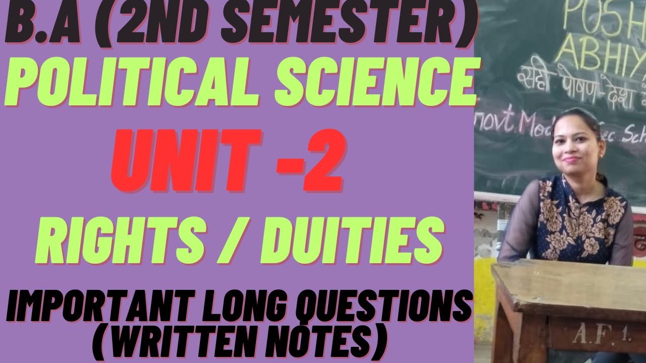 Political science 2nd sem ||written notes on Rights and duties unit-2 # ...