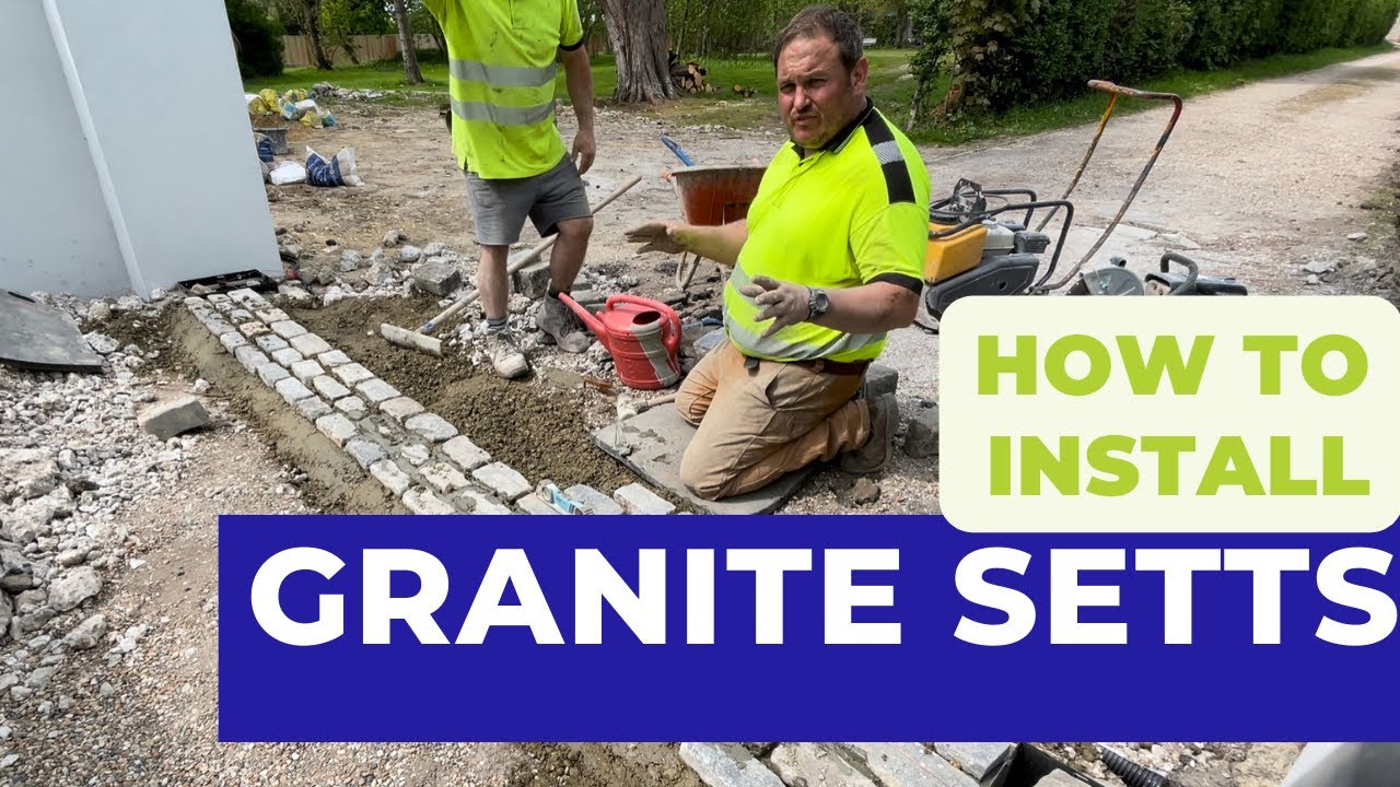 Laying a granite sett crossover in hailsham - YouTube