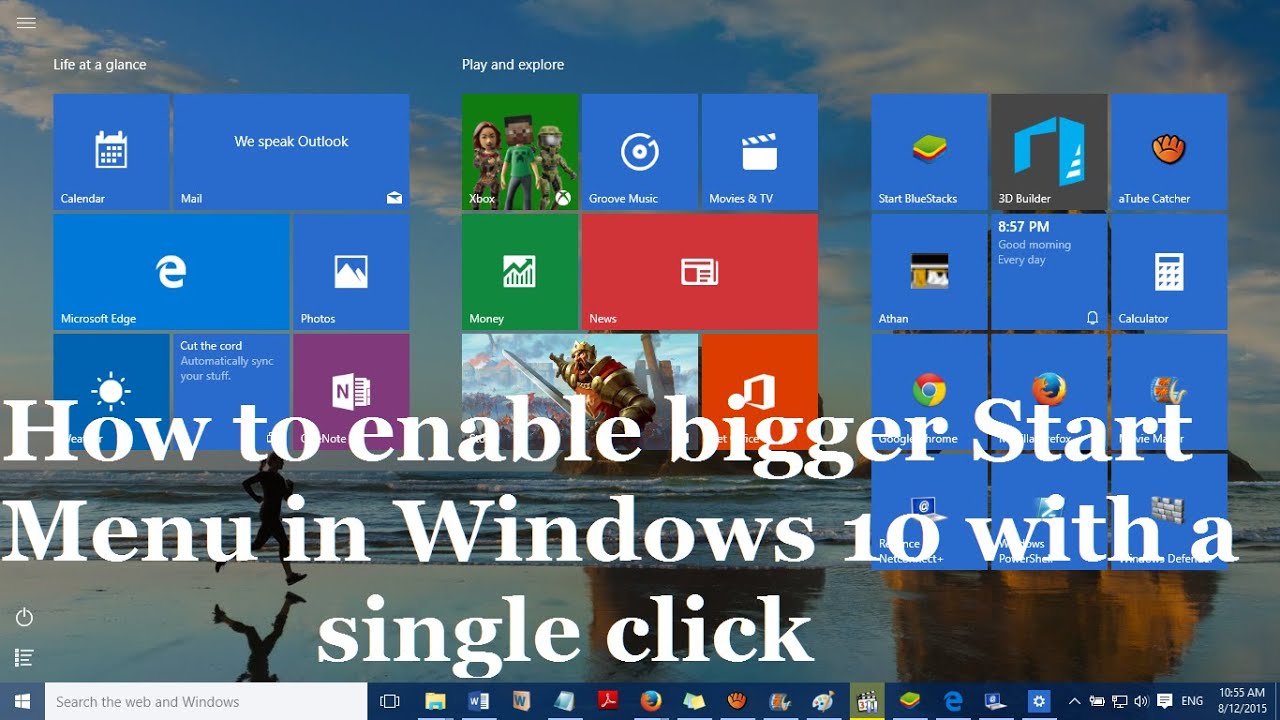 How to enable bigger Start Menu in Windows 10 with a single click - YouTube