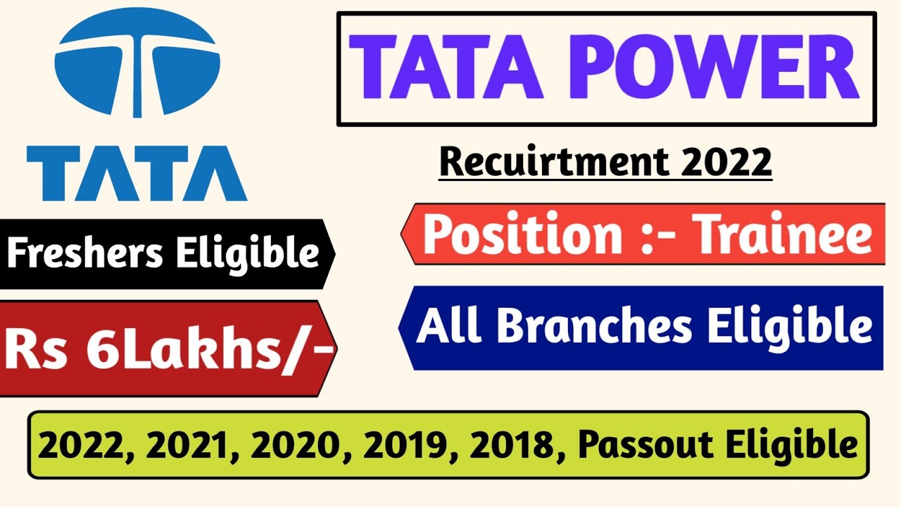 Tata Power fresher hiring 2022 | Fresher | package- 6lakhs |No Exam, No ...