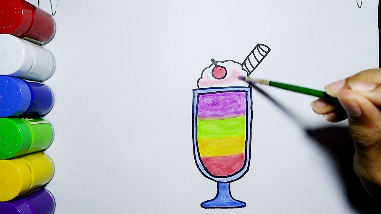 Cara Menggambar Minuman Warna Warni | How to draw a colorful drink easy ...