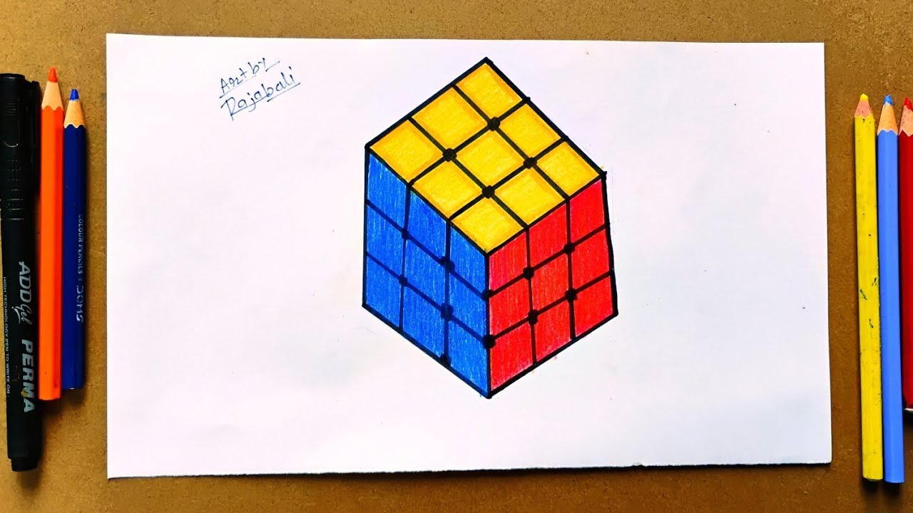 How to draw Rubik's Cube Easily for kids।। Rubik's Cube drawing - YouTube