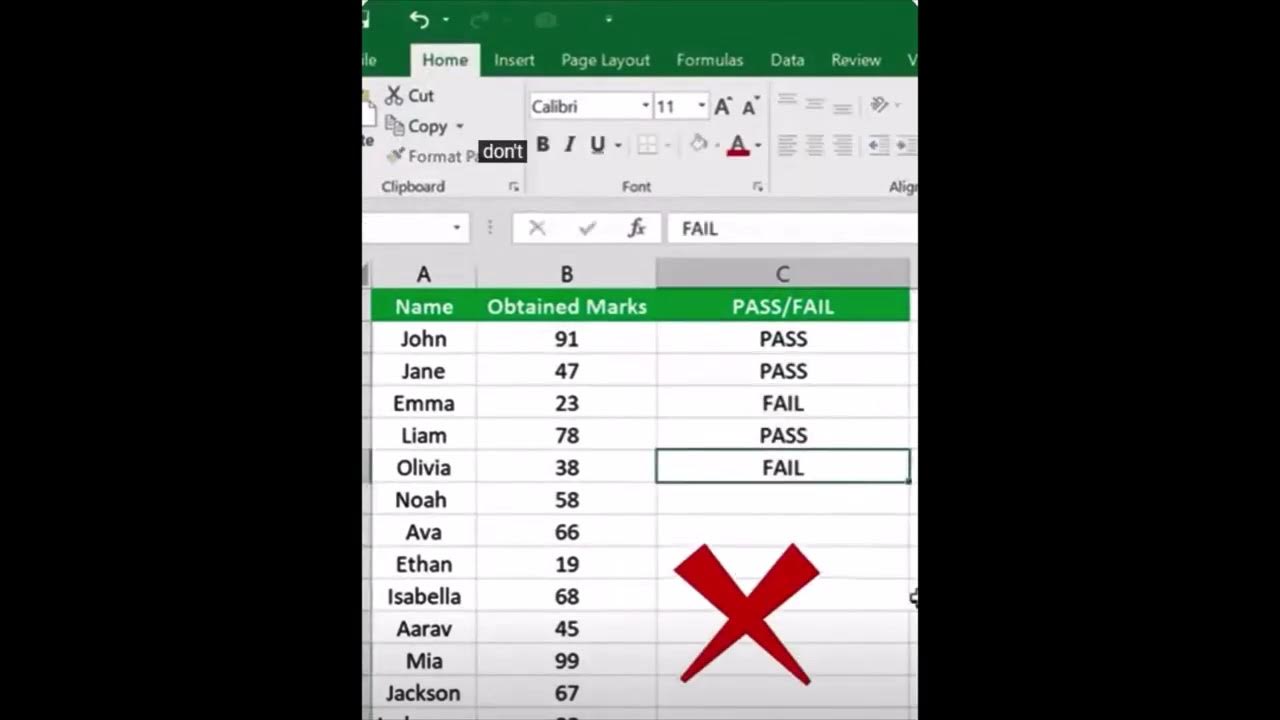 How To Use Excel IF Functions To Check Students Marks Whether Pass Or Fail - YouTube
