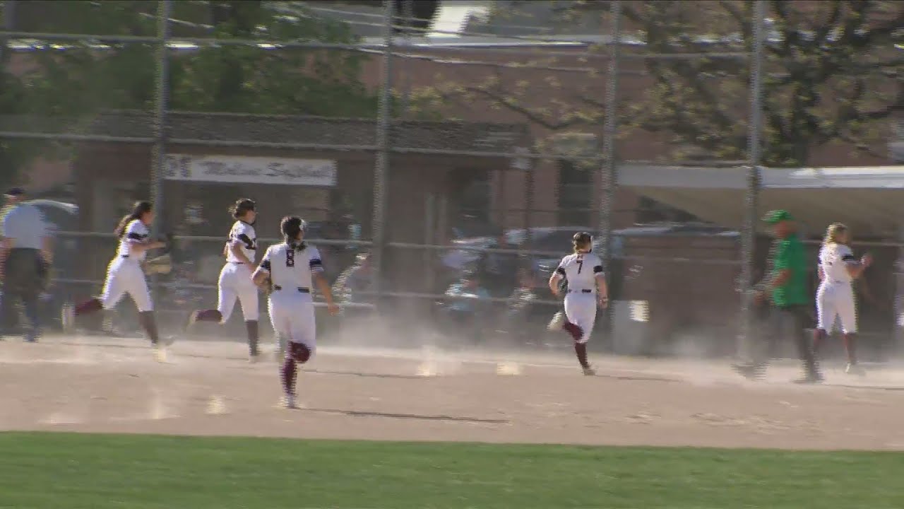Moline softball tops Geneseo, 12-7 - YouTube