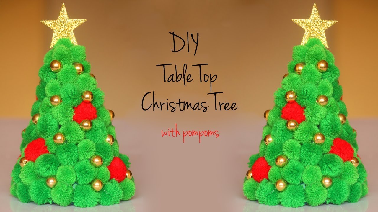 DIY Christmas Tree | Table Top Christmas Decoration | Pompom Wool ...