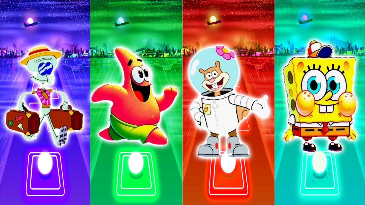 Squidward VS Patrick VS Sandy VS SpongeBob SquarePants | Tiles Hop Edm ...