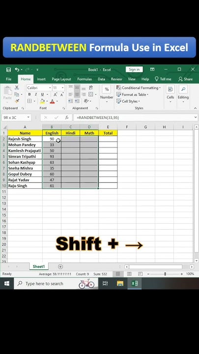 Randbetween Formula Use In Excel Shashi Knowledge Youtube