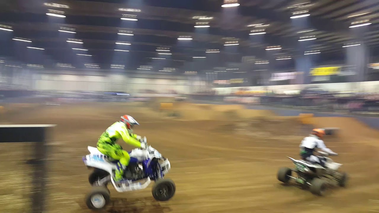 Atv MX racing at Summit Indoors ATV Vet Main - YouTube