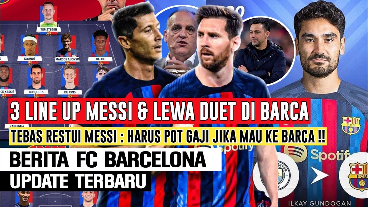 LINE UP MESSI & LEWA😍3 Opsi Formasi Messi Kembali🔥Tebas Restui Messi🤝 ...