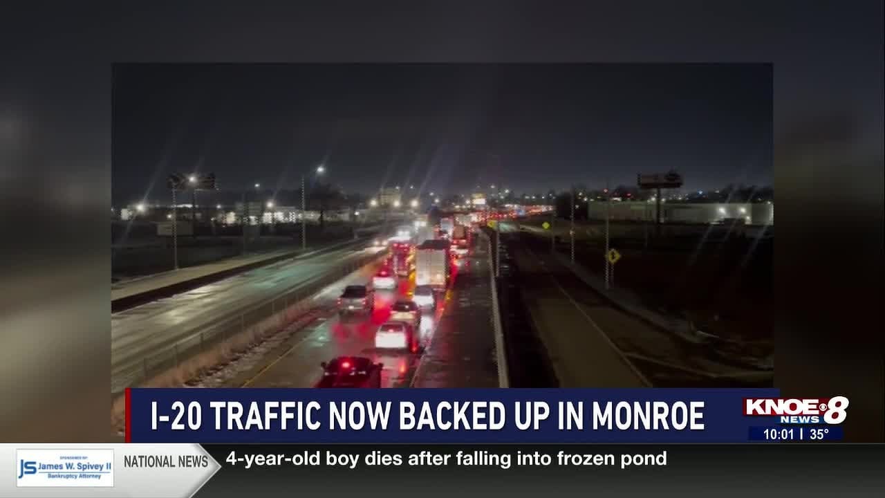 I-20 traffic now backed up in Monroe - YouTube