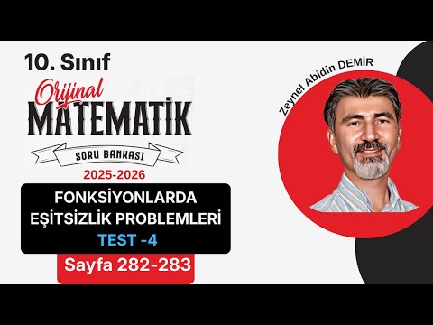 2025-2026 10.Sınıf Matematik Orijinal Yayınları SB / Fonksiyonlarda Eşitsizlik Test-4 (sayfa282-283)