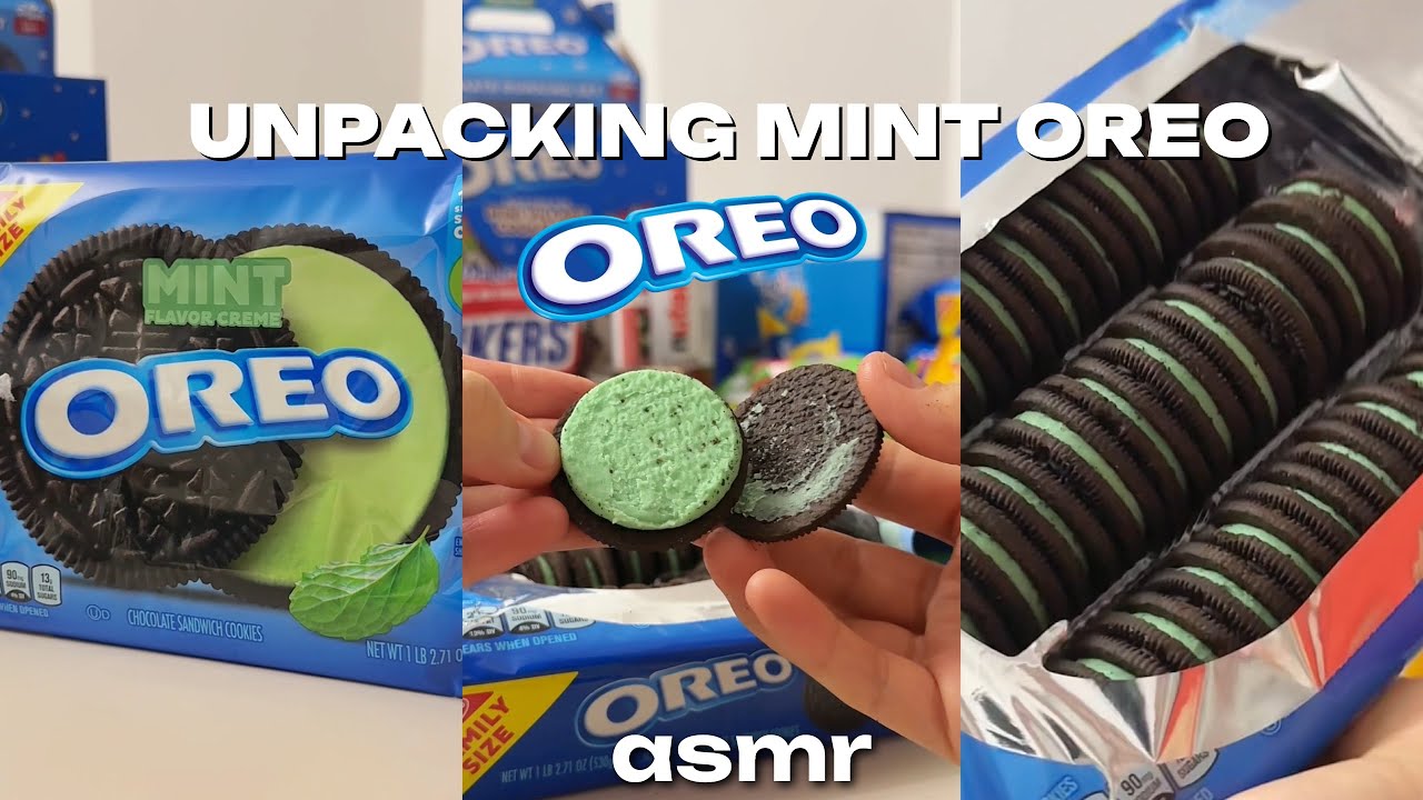 MINT FLAVOR CREAM Oreo | ASMR SOUNDS | UNPACKING | #asmr - YouTube