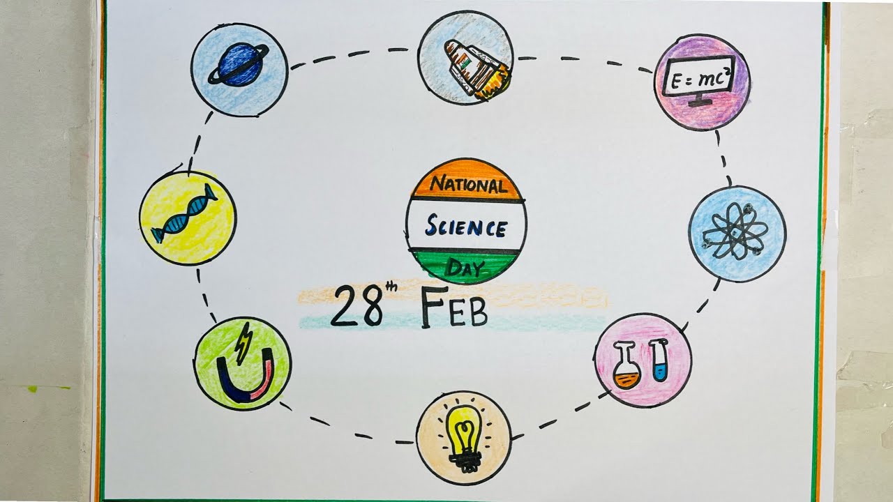National Science Day Poster Drawing || 28th Feb || How to draw Science ...