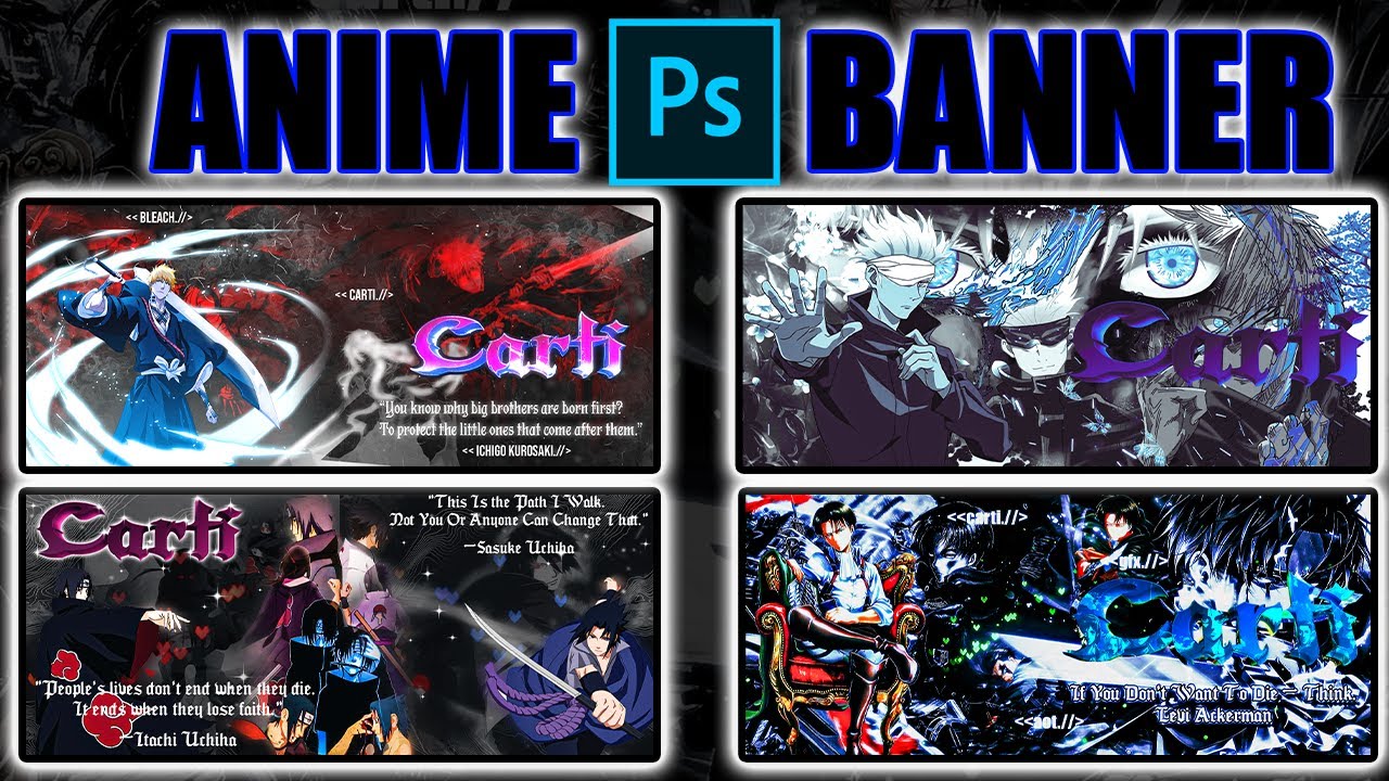 3D Text Anime Banner WALKTHROUGH in PHOTOSHOP - YouTube