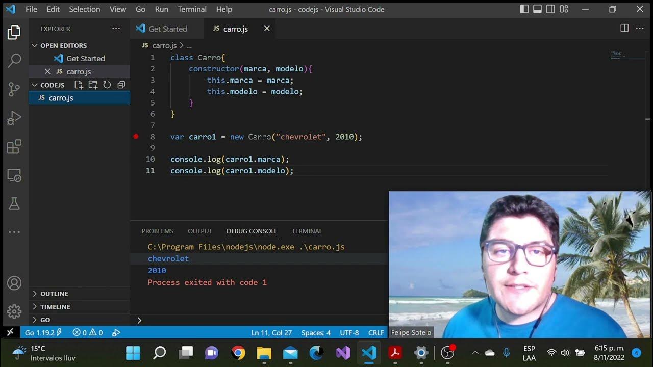 Depurar un archivo JAVASCRIPT utilizando la extensión Node.js en VSCODE ...