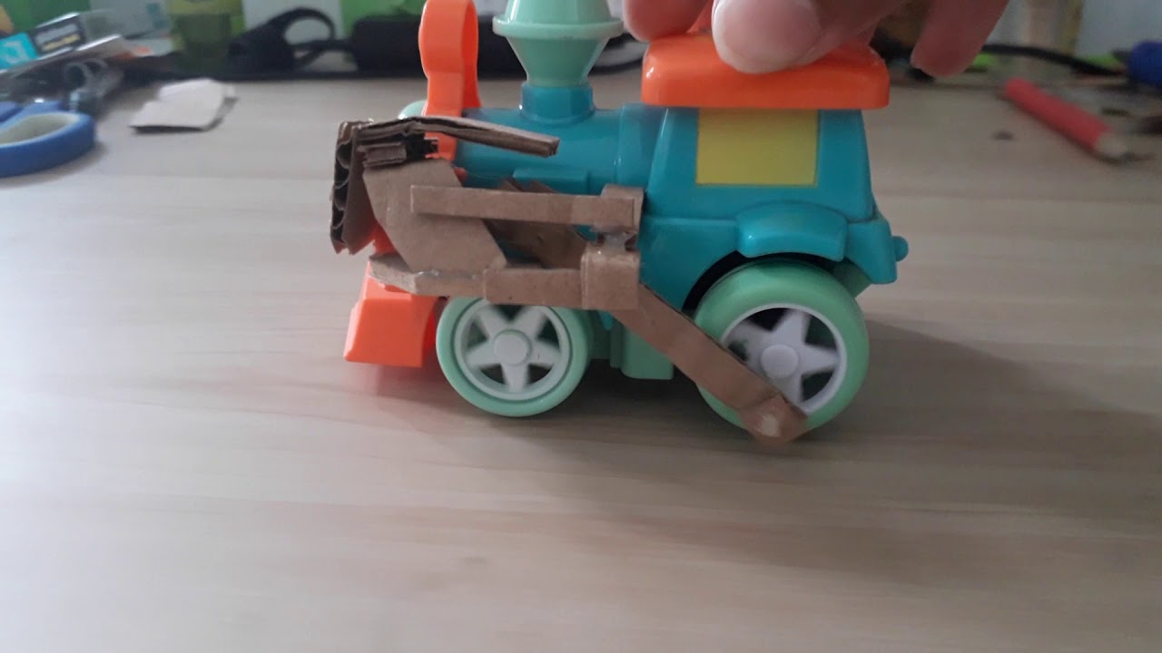 toy steam train with moving cardboard rods. - YouTube