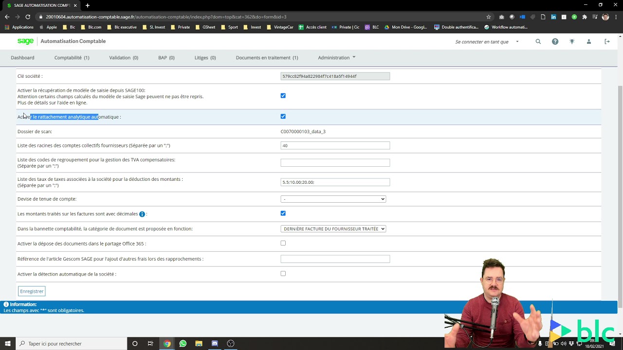 #7 Sage Automatisation Comptable 2020 Paramétrage suite à la connexion ...