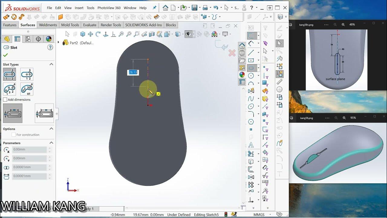 SolidWorks tutorials 58 How to surface model mouse - YouTube