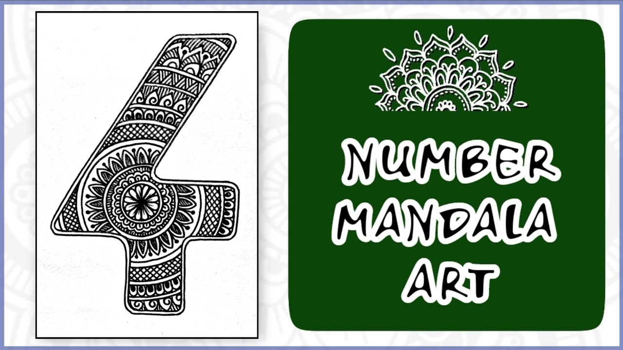 Number Mandala art|| Number 4|| Mandala art for beginners|| Sandip Deb ...