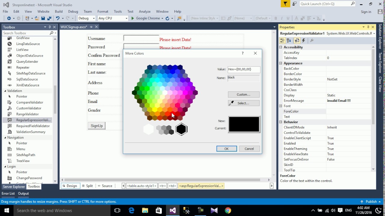 5 ASP.NET Entity FrameWork Validation Signup Page - YouTube