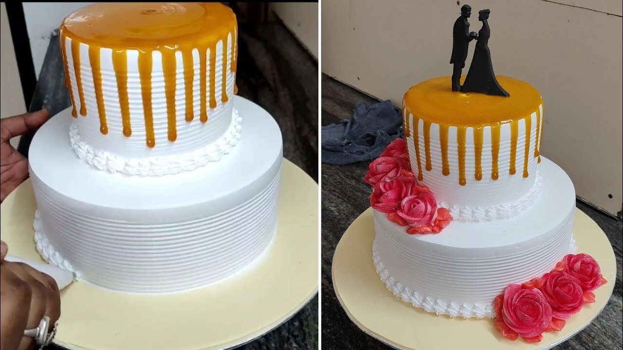 Satisfied and Perfect Engagement Cake | Two Tier Flower Cake Design ...