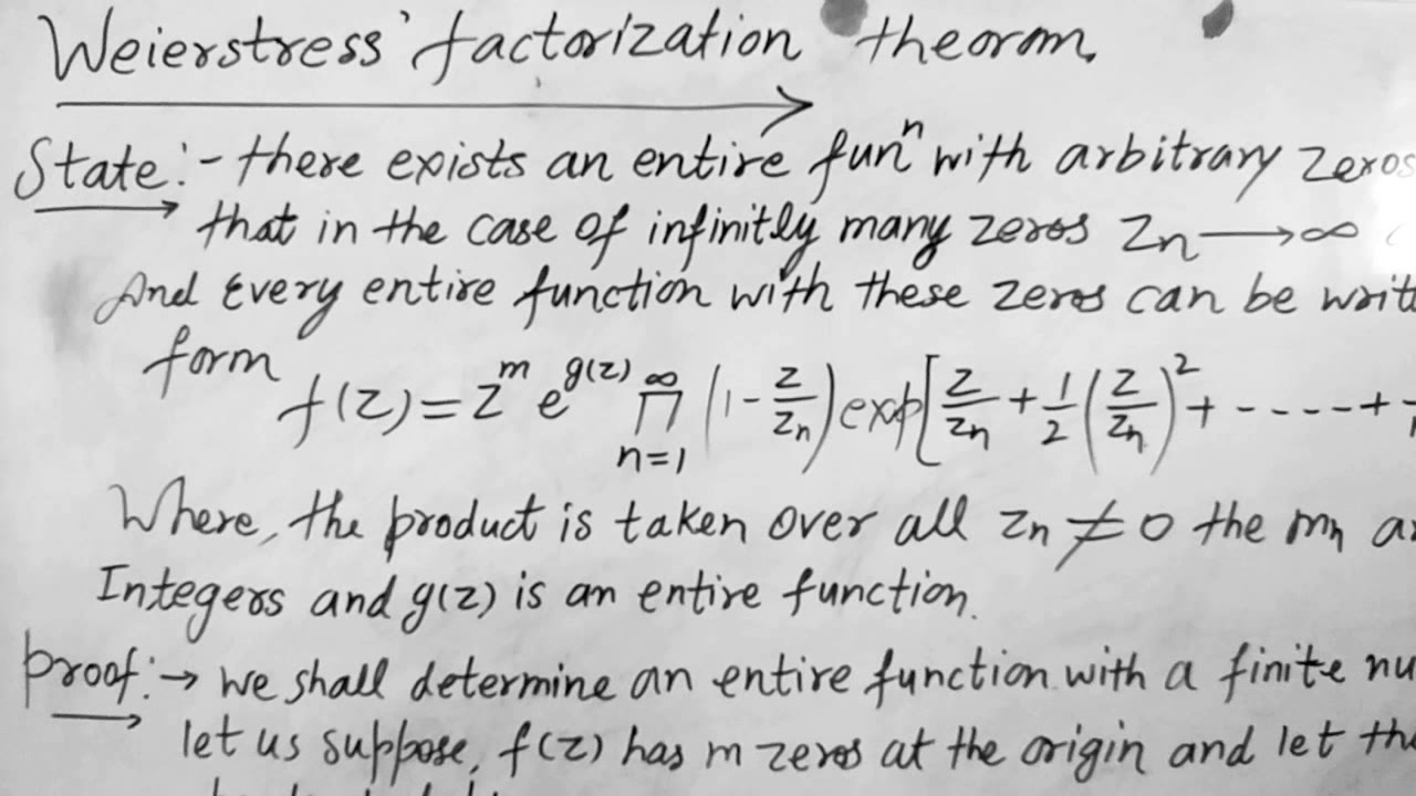 Weierstrass' Factorization theoram in Complax analysis - YouTube