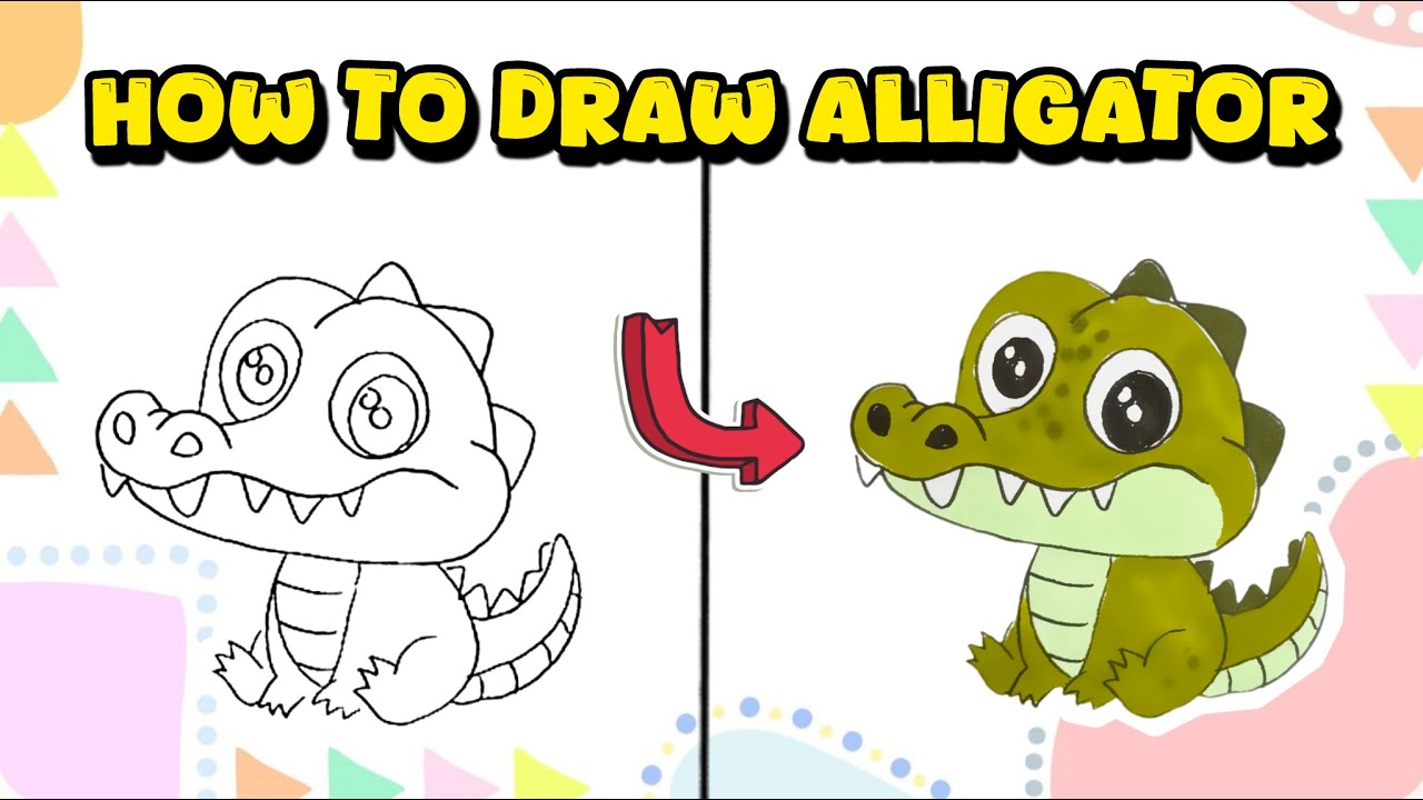 How to Draw a Cute Alligator – Easy Animal Drawing Guide - YouTube