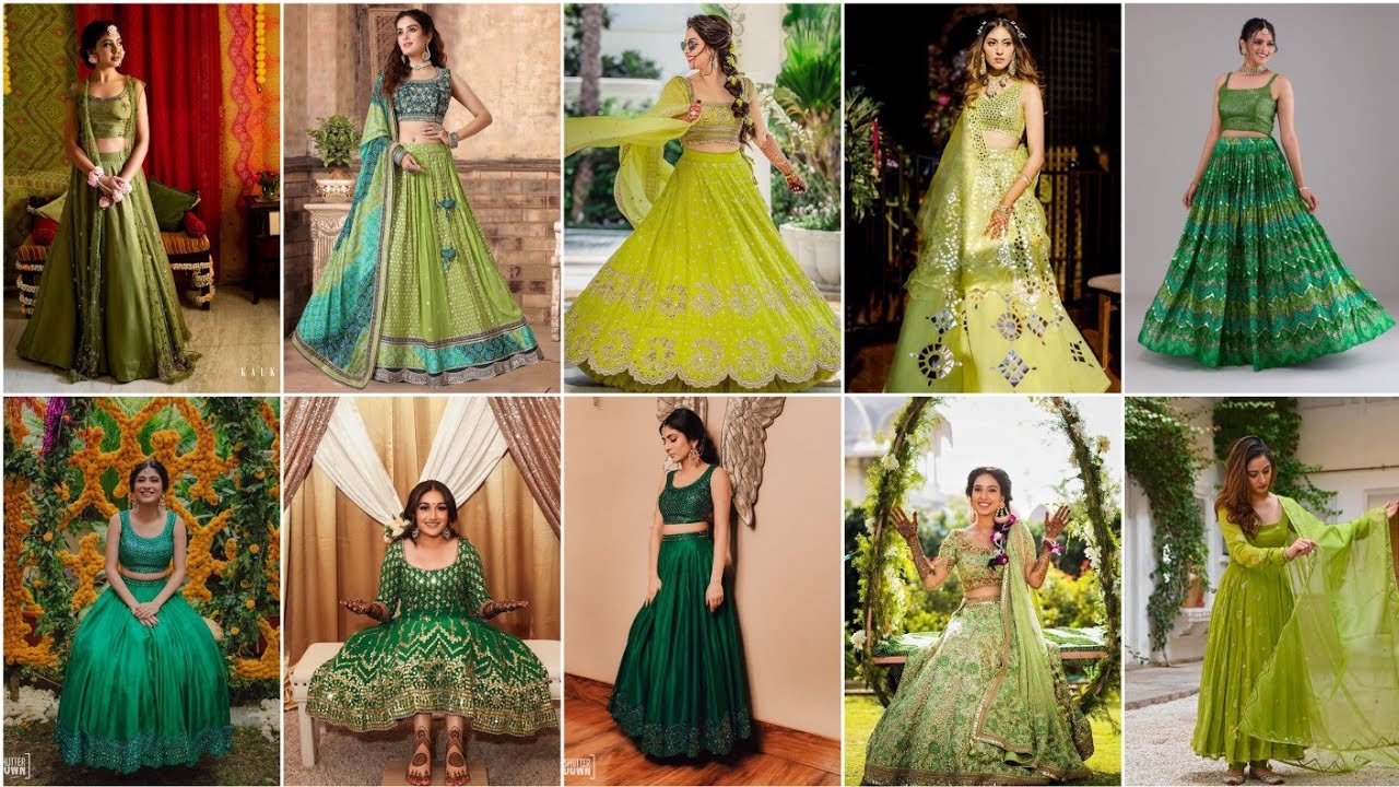 Green Mehendi dress design ideas 2023 |Mehndi Dress/outfits designs ...
