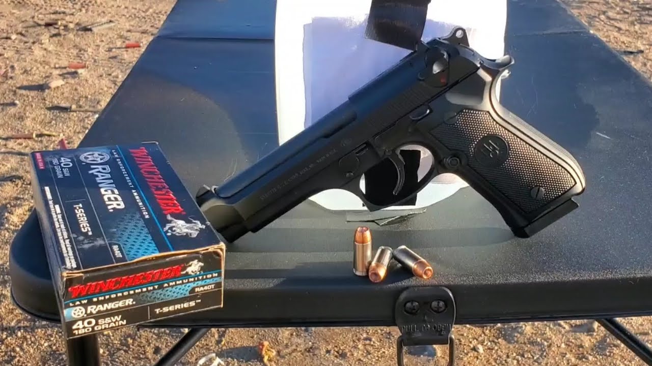 .40 s&w winchester ranger t-series 180 grain (beretta 96fs) - YouTube