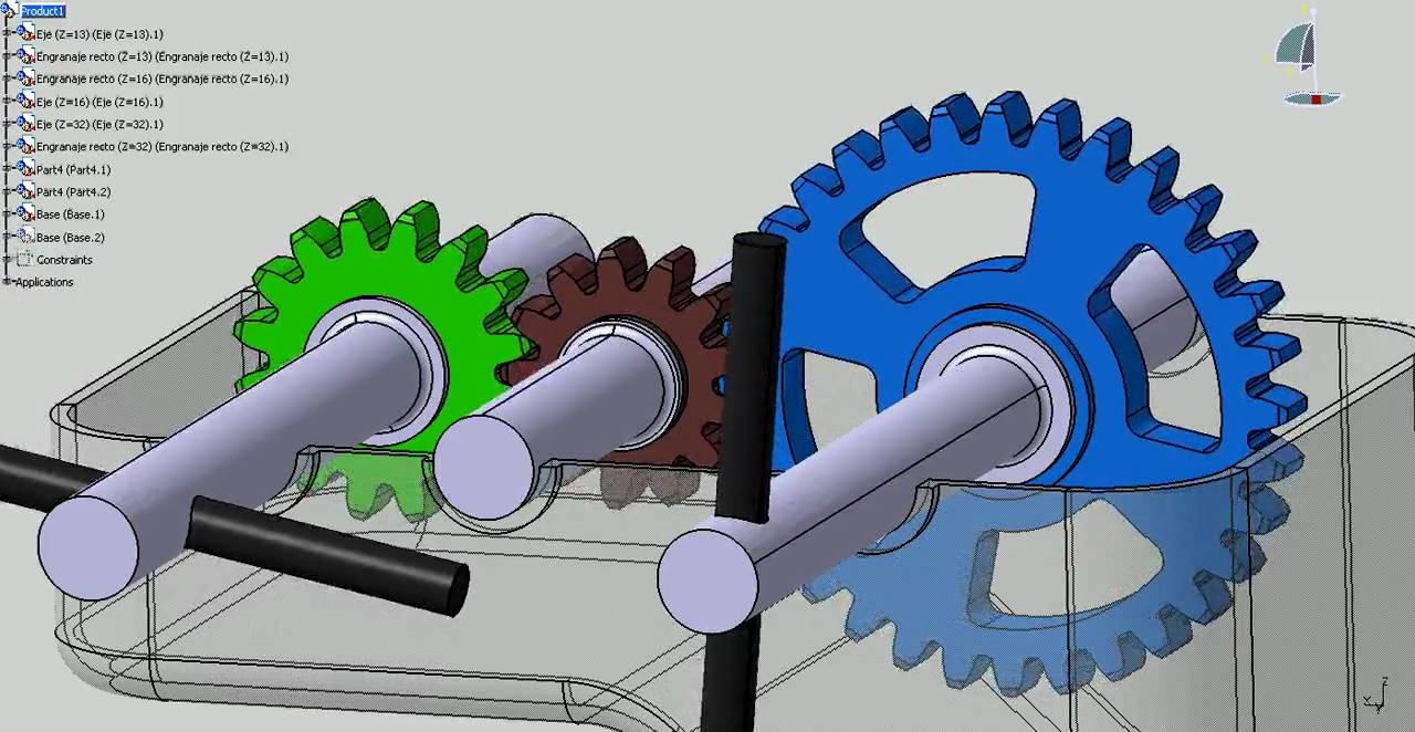 Tren de engranajes rectos 2 de 2 (CATIA V5) - YouTube