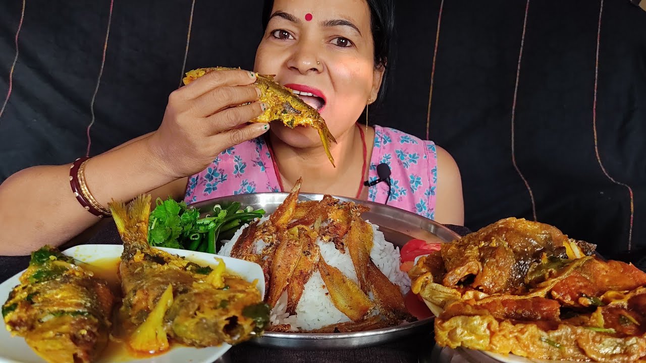 Eating Spicy🌶️Katla Fish Curry+Khoka Elish+Fish Fry+Huge Rice||Eating ...