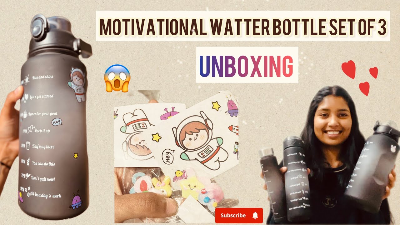 UNBOXING AND REVIEW😱set of 3 motivational water bottle | Meesho Amazon ...