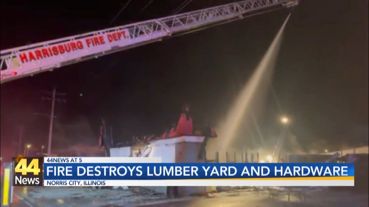 Fire destroys lumber yard and hardware store - YouTube