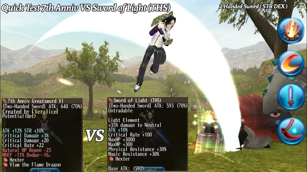 Toram Online - Quick Test Sword of Light(THS) 1s vs 7th Anniv ...