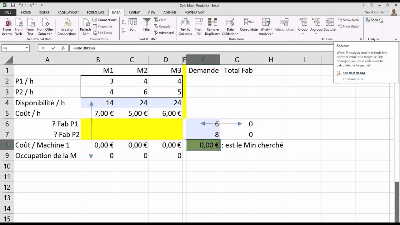 Excel Solveur - YouTube